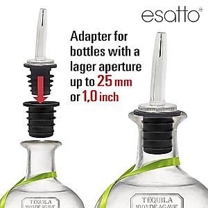 Esatto Liquor Pourer Adapters - 6 Pieces Set, Perfect for Large Olive Oil Bottles and Liquor Bottles - Up to 1 Inch/25mm Neck Converts Any Spout into a Large Pour Spout