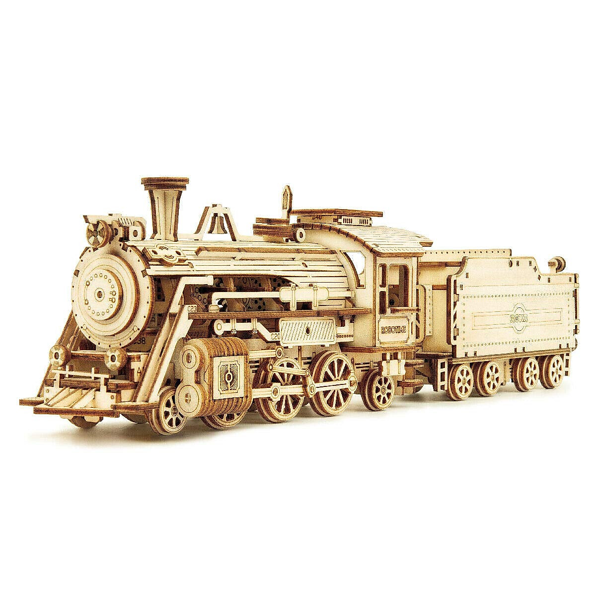 ROKR Model Car Kits Wooden 3D Puzzles Model Building Kits for Adults to Build-Educational Brain Teaser Assembly Model, Desk Decor/DIY Hobbies/Gifts for Teens&Kid (Prime Steam Express/12.1*2.7*3.3)