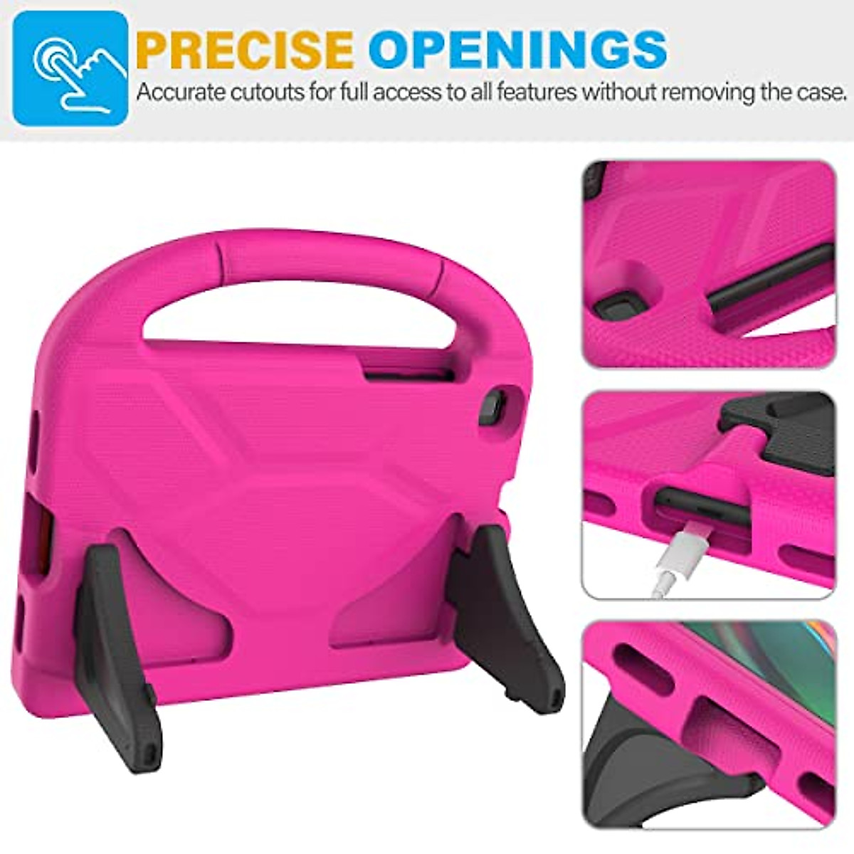 SUPLIK Kids Case for Samsung Galaxy Tab A 8.0 inch 2019 ONLY(SM-T290/T295), Galaxy Tab A 8.0 2019 Case with Screen Protector, Durable Shockproof Handle Stand Protective Cover, Pink