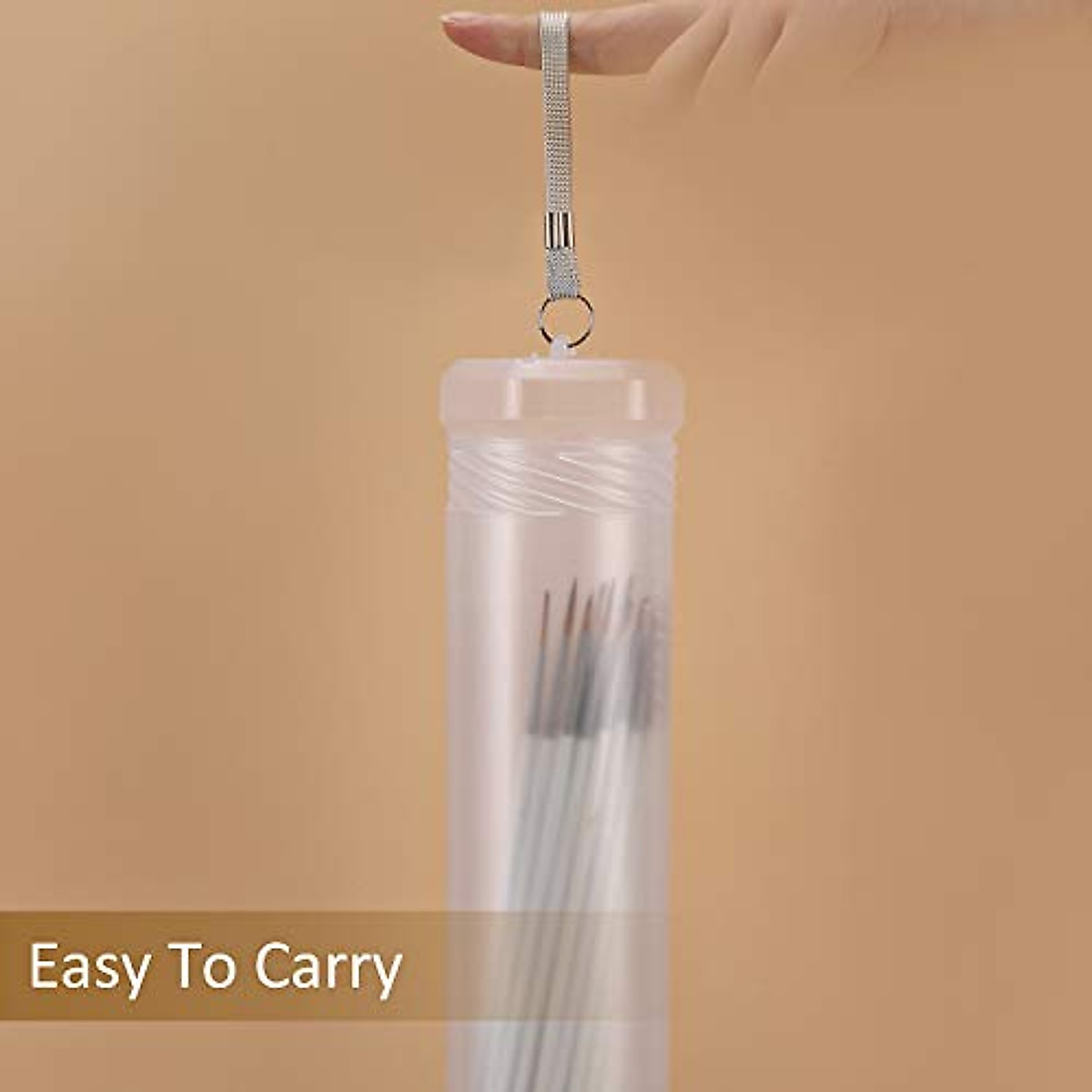 Brush Storage Box-Transparent Portable Paint Brush Holder, Stretchable Washable Paint Brush Storage Box