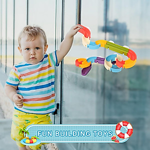 AXSOGAO Toddler Bath Toys 28Pack Wall Bathtub Toys Water Slide Bath Toy for Toddlers 1-3 2-4 4-8 Bath Toys DIY Building Take Apart Set Shower Gifts Duck Slide Bath Toys Birthday Gift for Boys Girls