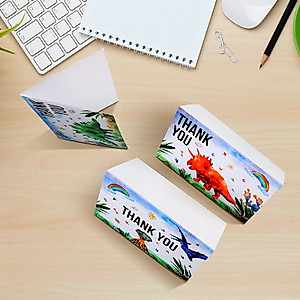 Epakh 40 Pieces Watercolor Dinosaur Thank You Cards with Matching Envelopes and Stickers Jungle Animals Woodland Blank Cards Blank Notes Cards for Birthday Kids Party Baby Shower (Dinosaur Style)