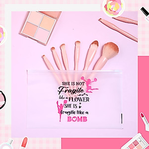 Sweetude 150 Pcs Cheerleader Gifts Bulk Cheer Makeup Bag Cosmetic Cheerleading Bag with Zipper Clear Cheerleader Travel Pouch Cheerleading Case for Girls Teammates Toiletry Accessories Gifts, 5 Styles