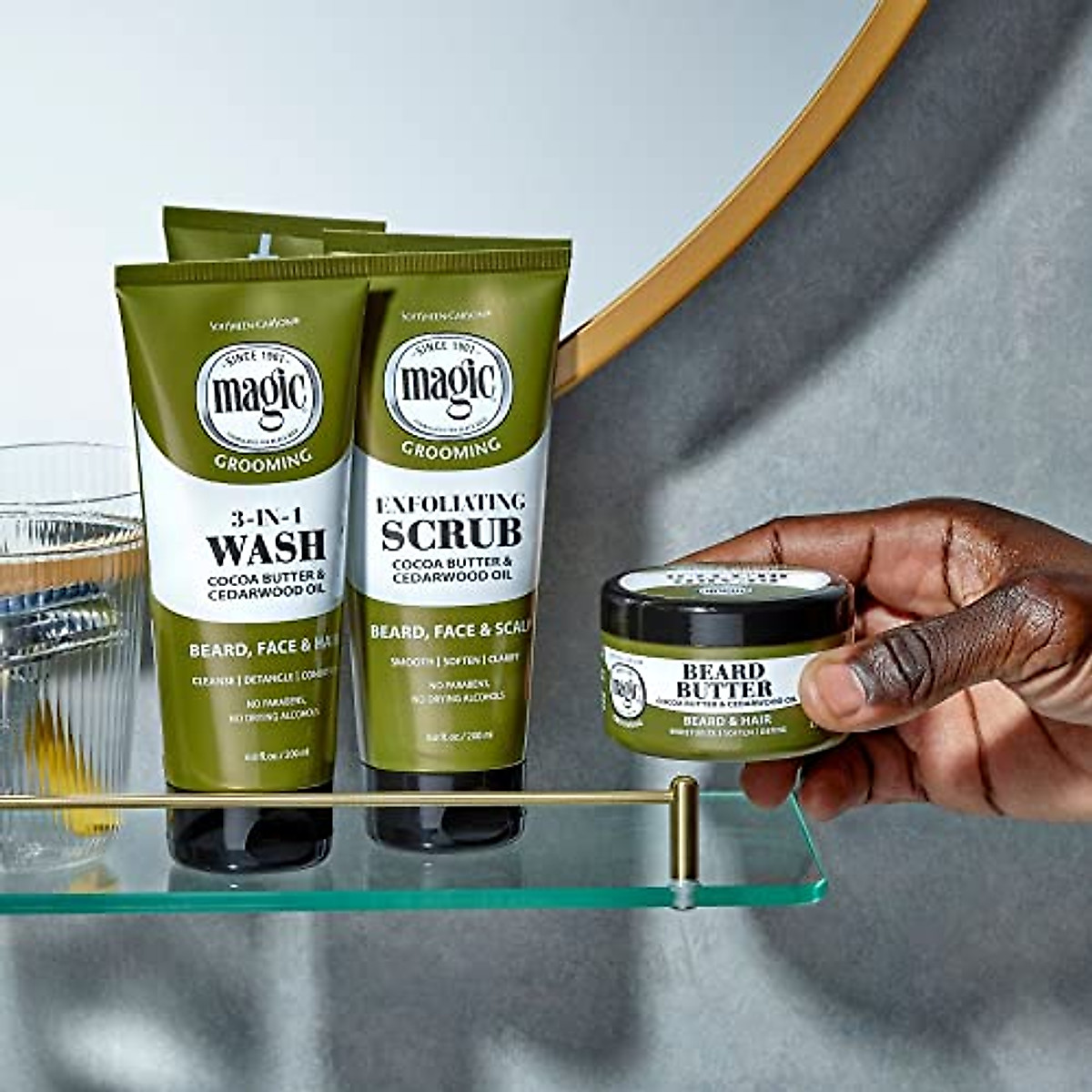 SoftSheen-Carson Magic Men's Grooming Conditioning Beard Butter With Cocoa Butter and Cedarwood Oil, Moisturizes, Softens and Define With No Drying Alcohol, 3.5 ounces