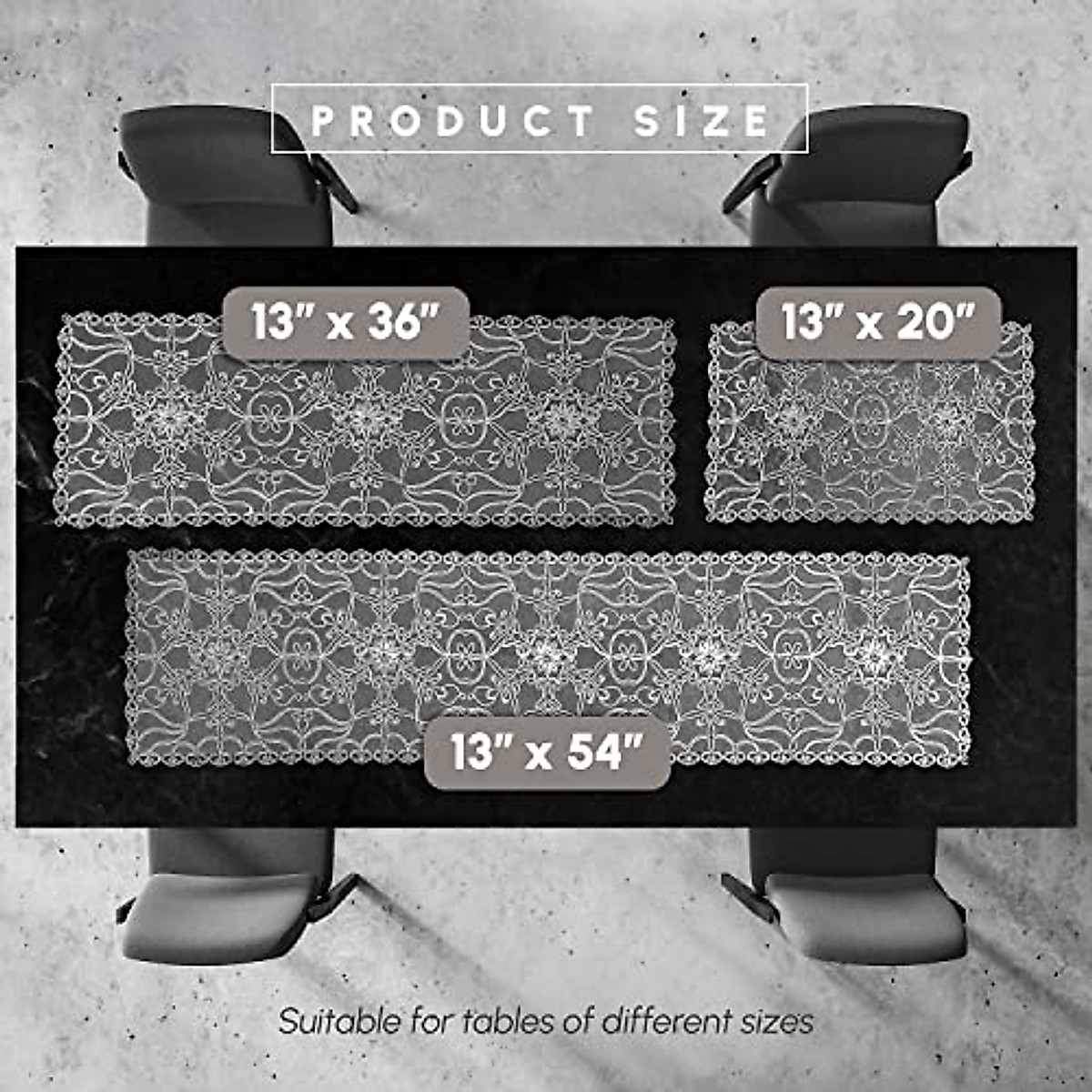 Elegant Comfort Embroidery Ingrid Table Runner - Dresser Scarf for Home Dining Room - Lace Like Tabletop Decoration, Kitchen Dining Table Decoration for Indoor and Outdoor, 13 X 20 Inches, White