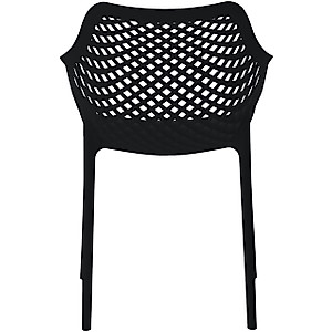 Meridian Furniture 329Black Modern | Contemporary Patio Dining Chair with Polypropylene Plastic, Weather Resisting for Indoor or Outdoor Use, Set of 4, 22.5" W x 24.5" D x 31.5" H, Black