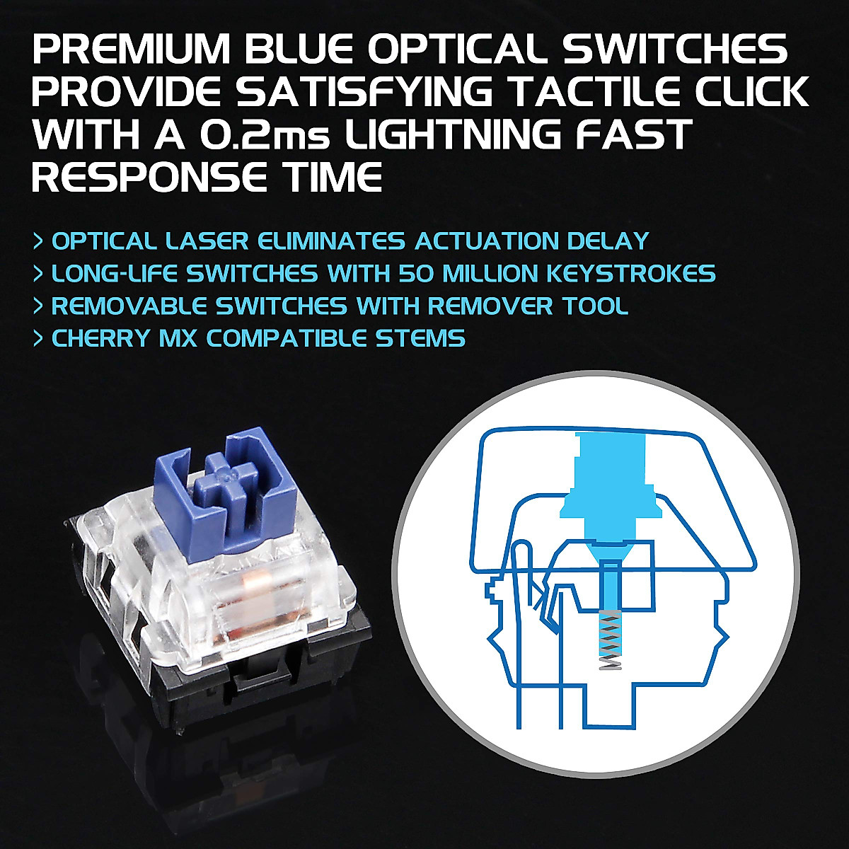 ENHANCE Pathogen Gaming Keyboard - Blue Switch Mechanical Keyboard with Fast 0.2ms Polling, Water & Dust Resistant, NKRO & Anti-Ghosting, Removable Wrist Rest, Ergonomic Keyboard Rainbow LED 9 Effects