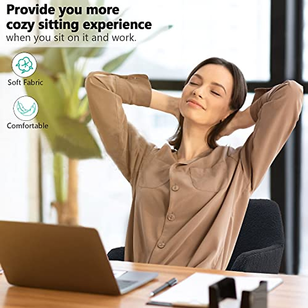 HomVent Furry Cute Office Chair, Teddy Swivel Desk Chair, Faux Fur Makeup Vanity Chair with Back, Black and Gold Desk Chair with Wheels, Upholstered Rolling Chair for Vanity Makeup Room Girls Women