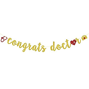 Gold Glitter Doctor Decorations, Congrats Doctor Banner, 2022/2023 Doctor Graduation Sign, School Nurse Office Decorations