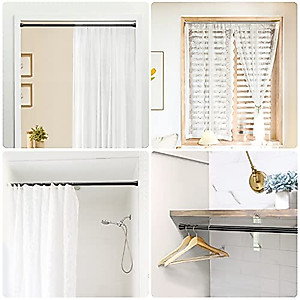 AIZESI Spring Tension Curtain Rods 28 to 48 Inch Black Shower Rod Tension Rods Never Rust Non-slip Shower Curtain Rod Tension No Drill Adjustable Curtain Rods Spring Tension Rod for Window or Shower