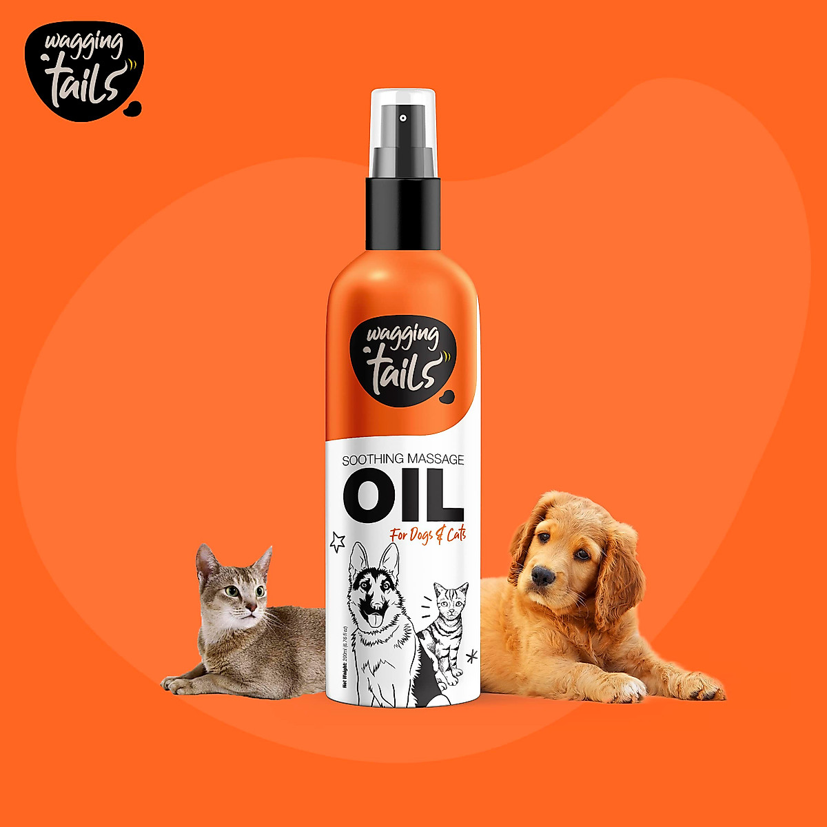 Wagging Tails 6-in-1 Soothing Oil 6.76 fl oz for Dogs | All Natural Ingredients Coconut Oil and Vitamin E Help Control Hair Fall & Improve Coat Shine and Softness