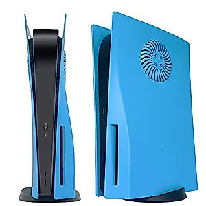 PS5 Faceplate with Cooling Vents and Dust Filter for Disc Edition DOBEWINGDELOU PS5 Face Plate Console Cover Replacement Side Plate Shell Dustproof Accessories ABS Case Blue