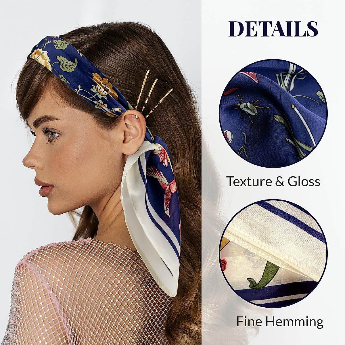 Satin Silk Head Scarf Neckerchief, Women Hair Neck BandanaThin Soft Scarfs for Spring Summer, Mom Grandma Best Friend Sister Wife Girlfriend Gift