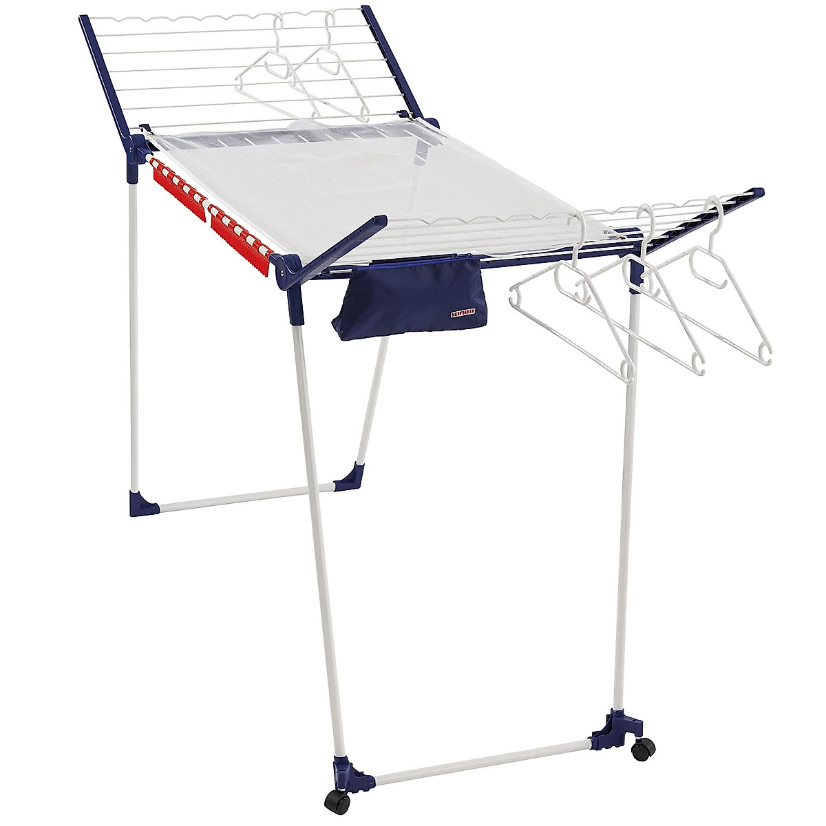 Leifheit Pegasus 200 Gullwing Drying Rack, White and Blue