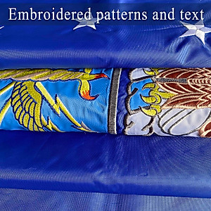 Embroidered US Air Force Flag 3x5 Double Sided- 3Ply Heavy Duty 300D Nylon 4 Rows Sewn- All Weather US Airforce Flag for Outdoor/Indoor with 2 Brass Grommets