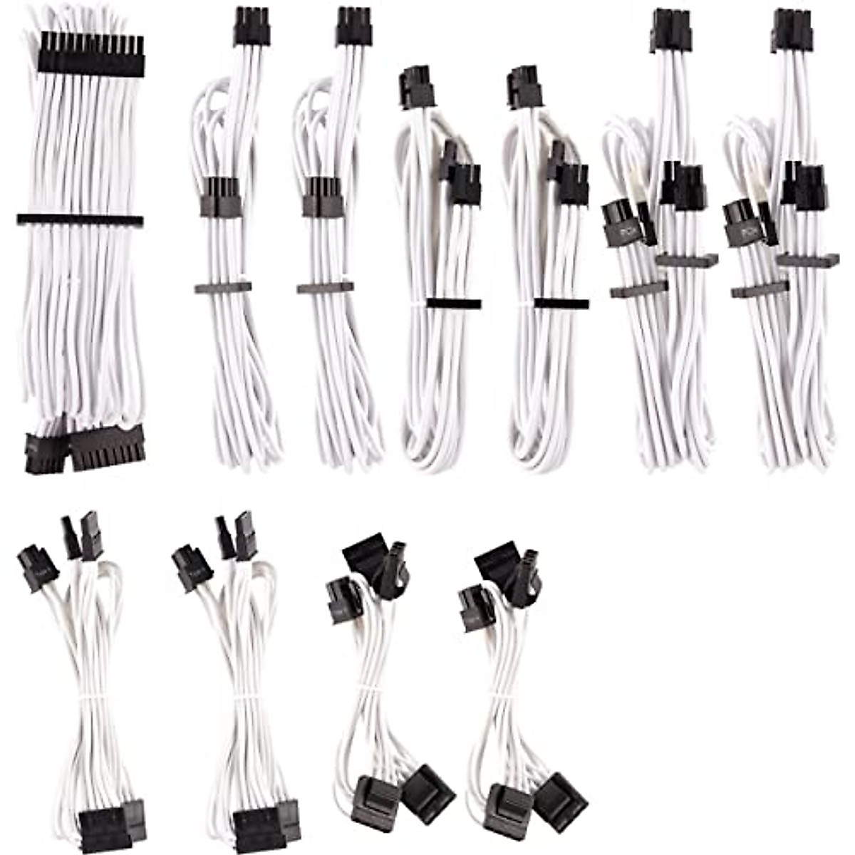 CORSAIR Premium Individually Sleeved PSU Cables Pro Kit for Corsair PSUs – White, 2 Year Warranty