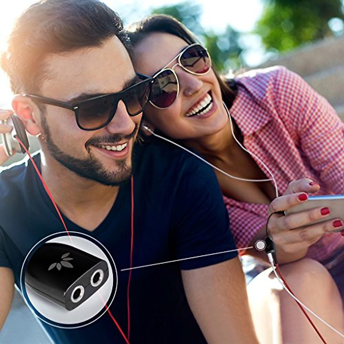 Avantree TR302 Two Way 3.5mm Dual Headphone Jack Splitter, AUX Stereo Earphone Earbuds Y Audio Split Adapter Cable, Compatible with iPhone, Samsung Phones and Tablets - Black