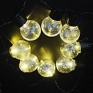 Dual Powered - Solar + USB Plug in - Solar Powered String Lights with Hanging Sockets, 20 Big Edison Bulbs Weatherproof Solar Decoration Lights for Patios, Parties (Dual Powered, WarmWhite-1pcs)