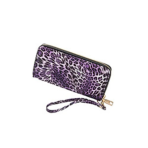TENDYCOCO Leopard Wallets for Women Zipper Wallet Leopard Print Purse Wallet for Women Wallet with Wrist Strap Wristlet Purse Storage Bags Handbag Wristband Fashion Women Wallet Tote Bag Set