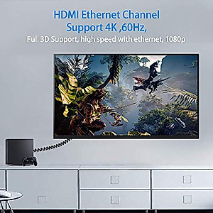 Duttek 4K HDMI Cable, HDMI to HDMI Cable, Extreme Thin Left Angled HDMI Male to Male Extender Coiled Cable for 3D and 4K Ultra HD TV Stick HDMI 2.0 Cord Extension Converter(HDMI Extender) (1.2M/4FT)