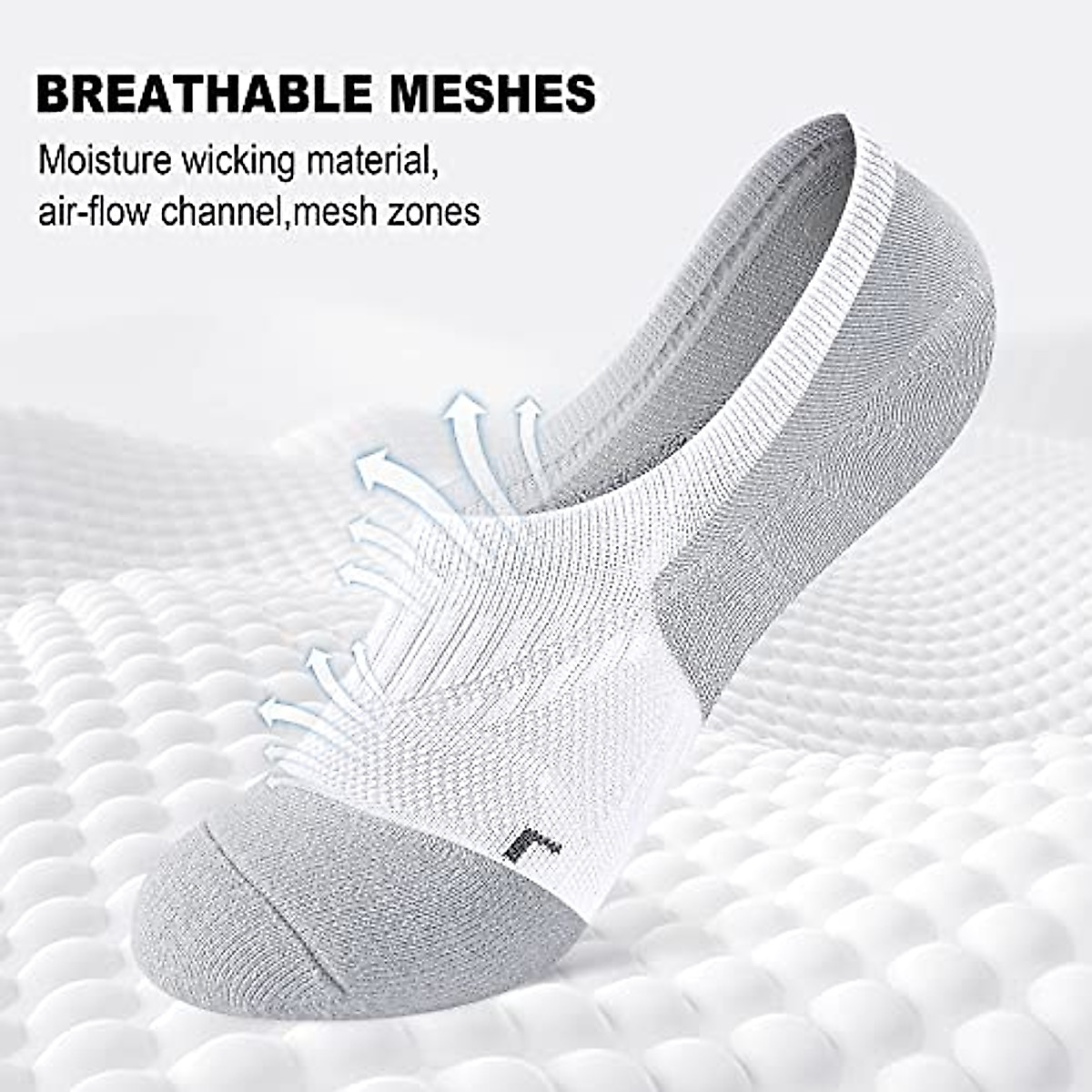 Gonii No Show Socks Womens Athletic Compression Running Low Cut Cushioned Socks 5 Pairs White