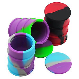 KUVIS 26ml Silicone Wax Containers with Barrel Shape Non-stick Jars with Carving Tool