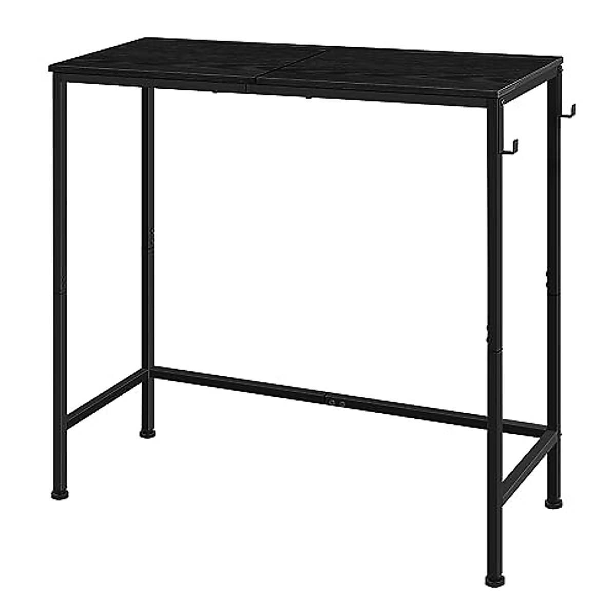 Small Console Table Black Entryway Table Modern Narrow Long Sofa Table Skinny Hallway Table Thin Behind Sofa Table Console Tables for Entryway 31.5 Inch with 2 Hooks, Sofa Side Display for Hallway