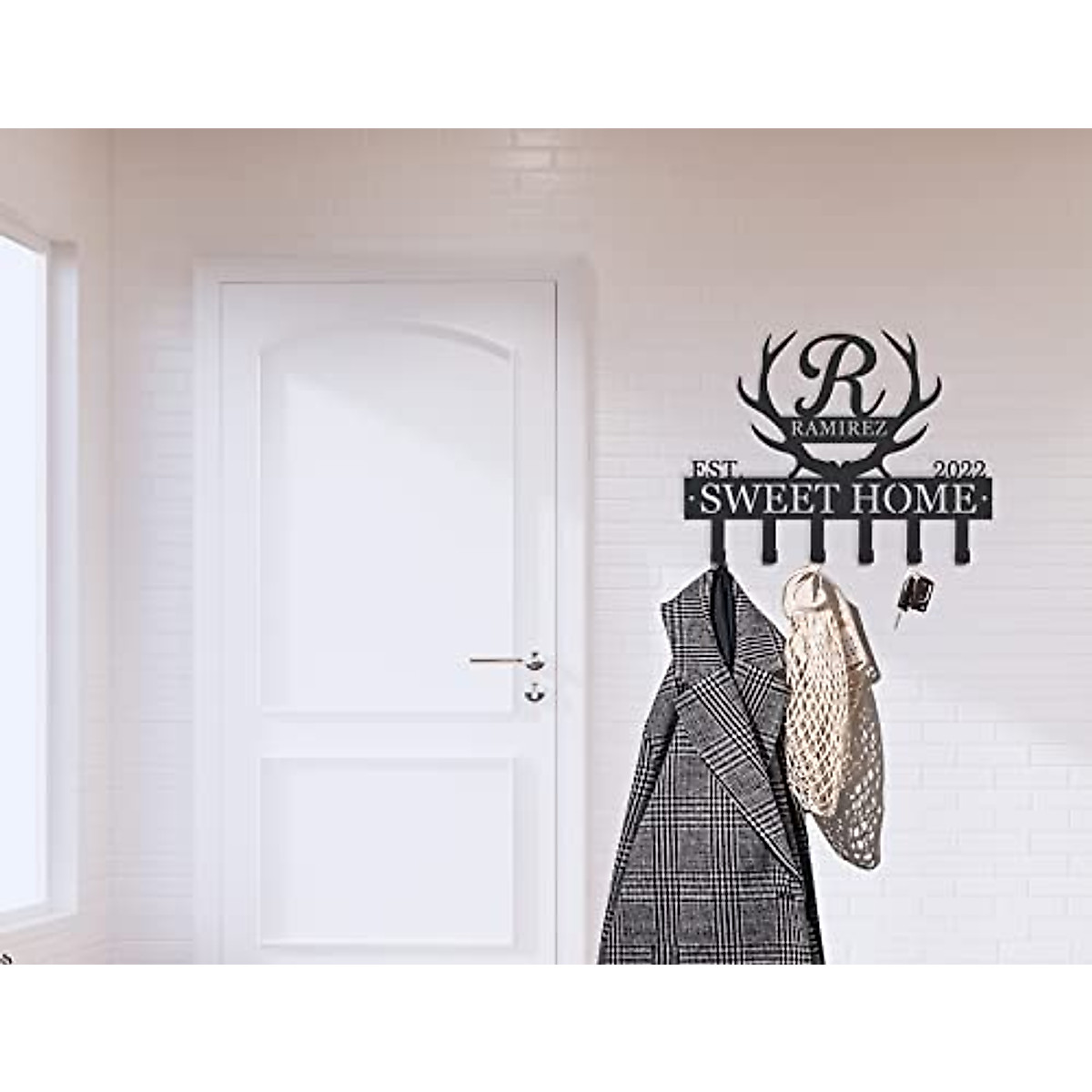 Key Hooks for Wall, Personalized Key Holder for Wall, Key Holder Coat Rack, Rustic Key Holder for Wall, Antler Key Holder Simple and Practical Key Hooks, Key Holder Wall Hanging, Custom Name Key Rack