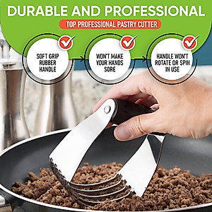 Spring Chef Dough Blender, Top Professional Pastry Cutter with Heavy Duty Stainless Steel Blades, Medium Size, Black