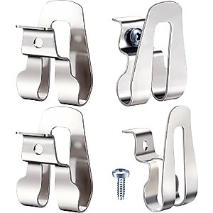 Replacement Belt Clip Hooks Stainless Steel Driver Belt Clip Drill Clip Hook Tool with Screws Power Tool Parts (4 Pieces)