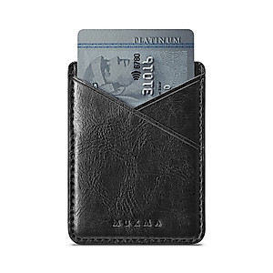 Arlgseln Cell Phone Card Holder, Multi-functional Ultra Slim Adhesive Purse ID/Credit Card Slots Wallet Pocket Sleeve Stick on iPhone/Samsung Galaxy/Smartphone/Tablet Case (Black)