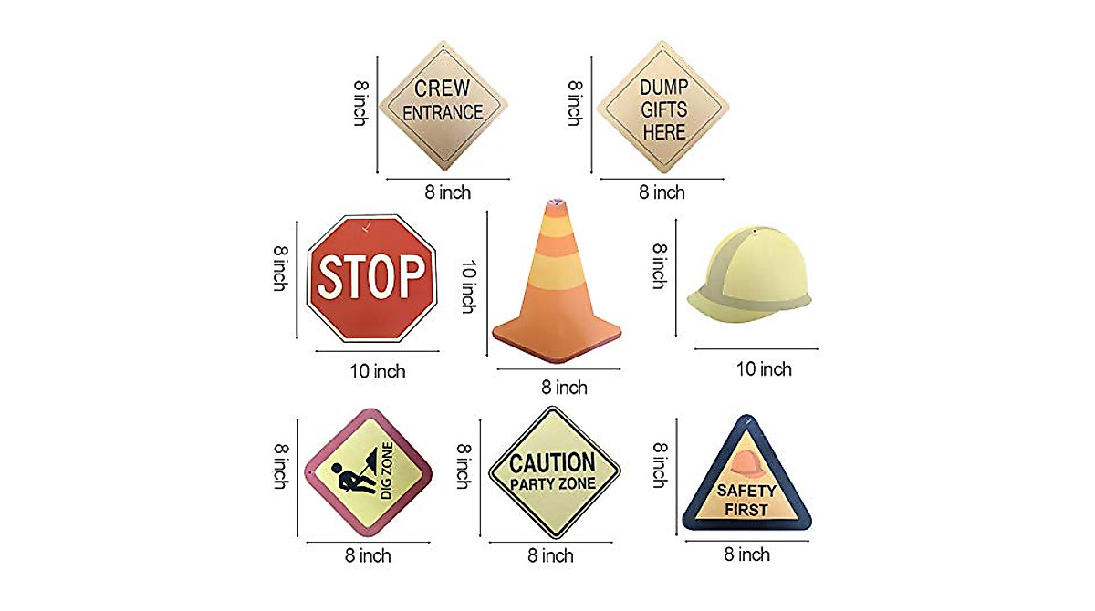 Construction Signs Party Decorations - Festive Swirl Hangings for Events