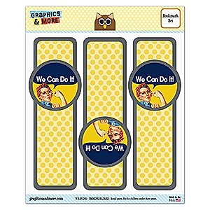 Set of 3 Glossy Laminated Bookmarks - Inspirational - Rosie The Riveter War Poster