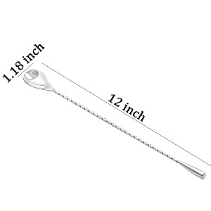 Mixing Spoon（2021 New）Bar Spoons 12 Inch Cocktail Spoon Stainless Steel Spiral Long Handle Tall Spoon Drink Mixing Spoon Silver 2pcs