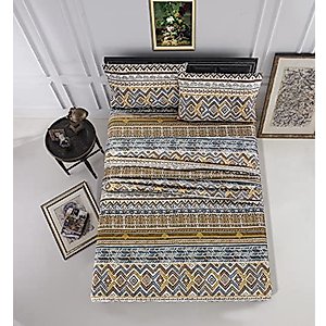 Chezmoi Collection 4-Piece Southwestern Native Tribal Boho Multi-Color Microfiber Printed Bed Sheet Set, King Size