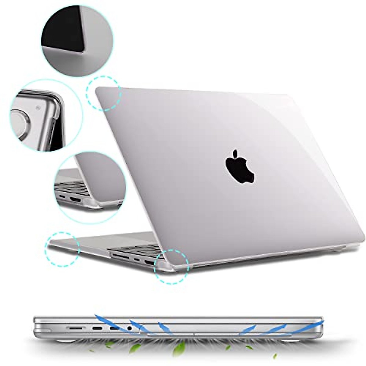B BELK Compatible with MacBook Pro 14 inch Case 2023 2022 2021 Release M2 A2779 A2442 M1 Pro/Max Chip with Touch ID, Clear Plastic Hard Shell Case with Keyboard Cover + Screen Protector, Transparent