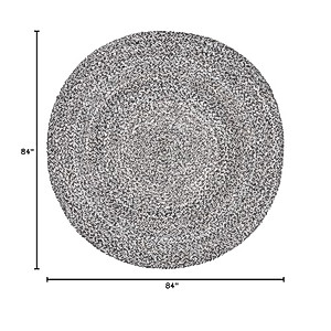 SAFAVIEH Braided Collection 7' Round Grey/Charcoal BRD800F Handmade Country Cottage Reversible Entryway Foyer Living Room Bedroom Kitchen Area Rug