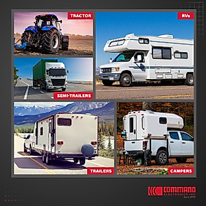 Command Electronics LED RV Camper Trailer Stop Turn Brake Tail Lights/License Light/Black Base