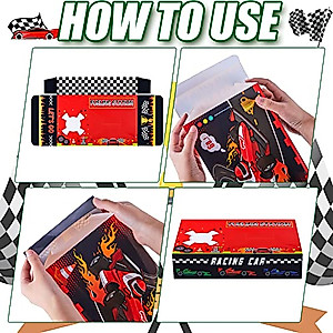 Henoyso 24 Pcs Race Car Snack Trays Movie Night Popcorn Trays Red Race Car Movie Theater Snack Boxes for Food Drink Candy Popcorn Holders for Kids Birthday Party Supplies Racing Theme Supplies