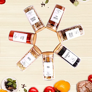 Churboro 24 Glass Spice Jars with Bamboo Airtight Lids, 400 Spice Labels, Funnel and Chalk Marker Set Spice Containers, 4 OZ Glass Storage Jars.