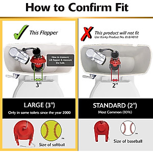 Korky 3060BP Universal Toilet Flapper Replaces Most Large 3-Inch Flappers - Long Lasting Rubber - Easy to Install - Made in USA