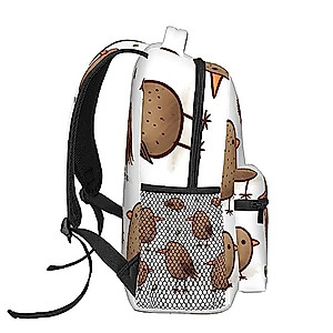 Kiwi Birds Cute Printed Laptop Backpack Lightweight Travel Daypack Ergonomic Backpacks For Work Outdoor Sports