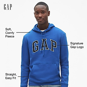 GAP mens Logo Fleece Hoodie Sweatshirt, Light Heather Grey, Small US