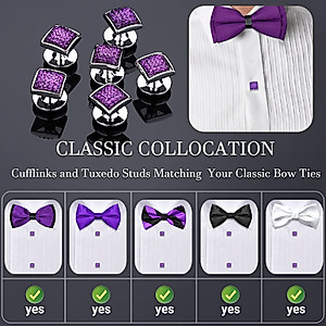 HAWSON Graceful Square Purple Crystal Man Tuxedo Cufflinks Shirt Studs (Purple)