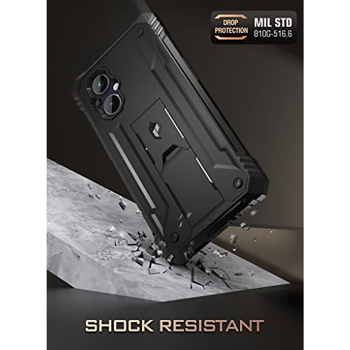 Poetic Revolution Series Case for OnePlus Nord N20 5G, [6FT Mil-Grade Drop Tested], Full-Body Rugged Dual-Layer Shockproof Protective Cover with Kickstand and Built-in-Screen Protector, Black