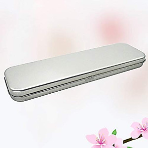 Empty Tin Box Pencil Case Metal Hinged Tin Stationery Box Rectangular Pencil Case Storage Containers Organizer 5pcs for Makeup Painting Brush Pen Candy Cookie