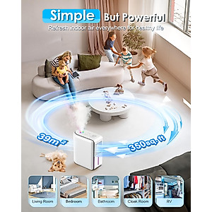 Dehumidifier and Humidifier Combo 2 in 1(350 Sq. Ft)for Bedroom with 7 Color Light, Quiet and Smart 35OZ Ultrasonic Cool Mist, 360°Nozzle Dehumidifier and Humidifiers Combo for Home|Bathroom|Basement