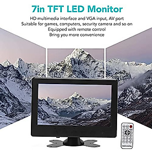 7inch Computer Monitor, 1024x600 1080P TFT LCD HD Color Gaming Display Screen Compatible with VGA, AV, BNC, USB, DC Input Interface, Built in Speakers, for Car, RV