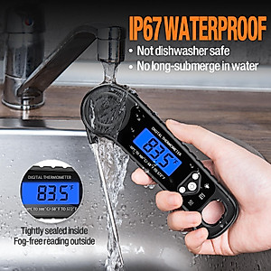 AMMZO Digital Meat Thermometer for Grilling, Instant Read Food Thermometer Waterproof with Backlight for Cooking, Deep Fry, BBQ, Grill, Smoker and Roast