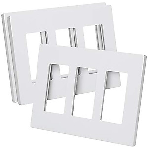 Bates- Screwless Decorator Wall Plates, Three Gang Switch Plate Covers, 3 Pack, Screwless Wall Plates 3 Gang, White Switch Plate Covers, Switch Cover Plate, Wall Switch Cover, Electrical Outlet Cover